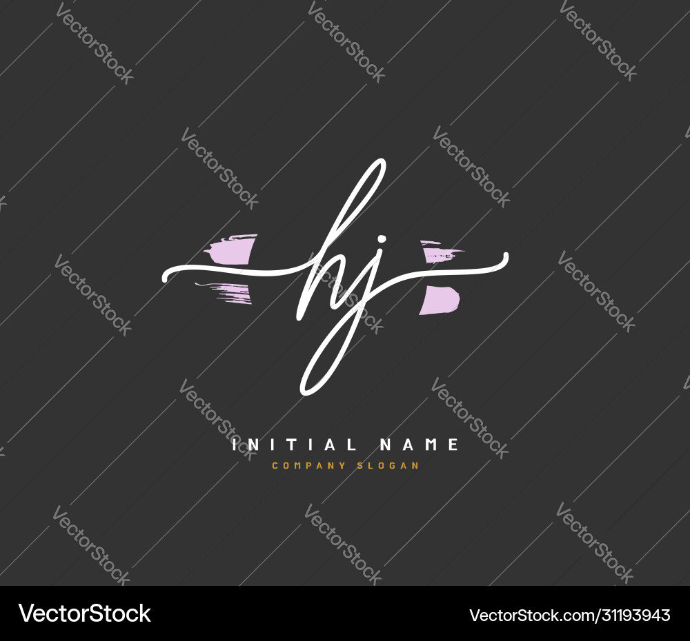 H j hj beauty initial logo handwriting logo Vector Image