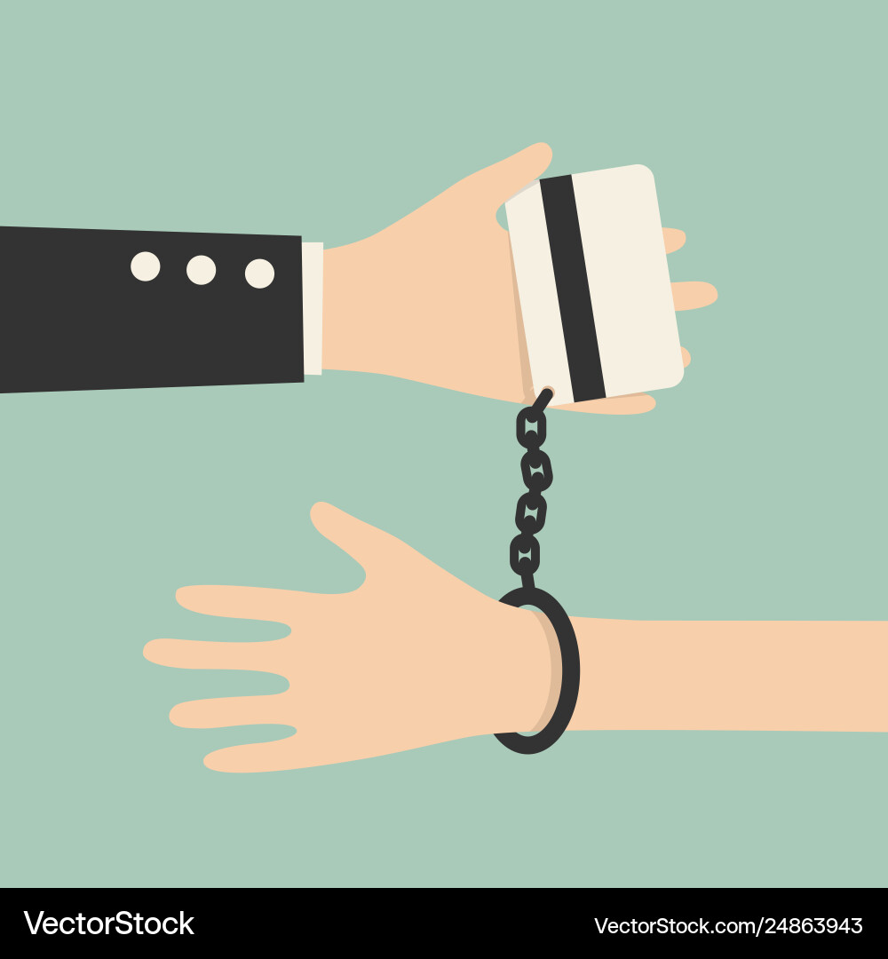 Hands tied as credit card Royalty Free Vector Image
