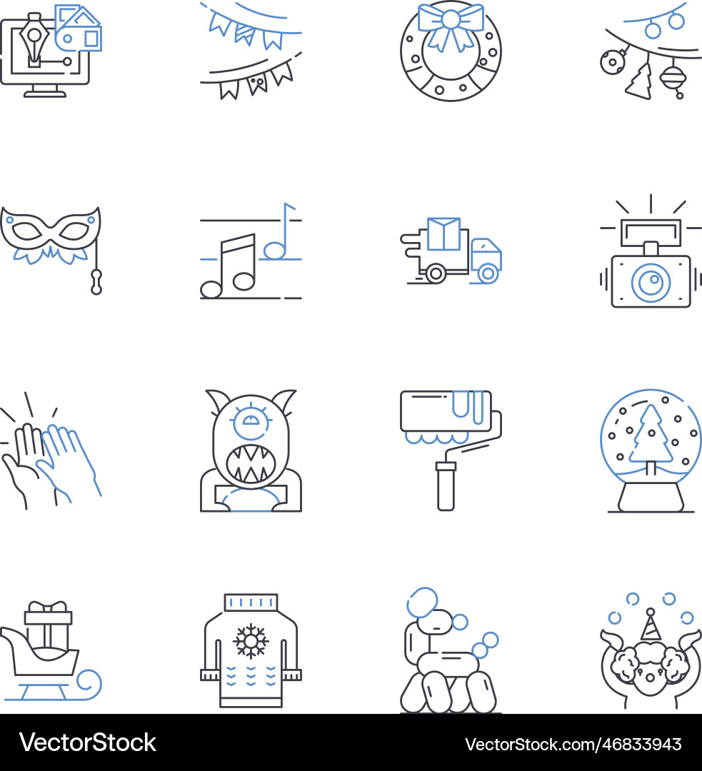Intuitive pursuit line icons collection instinct Vector Image