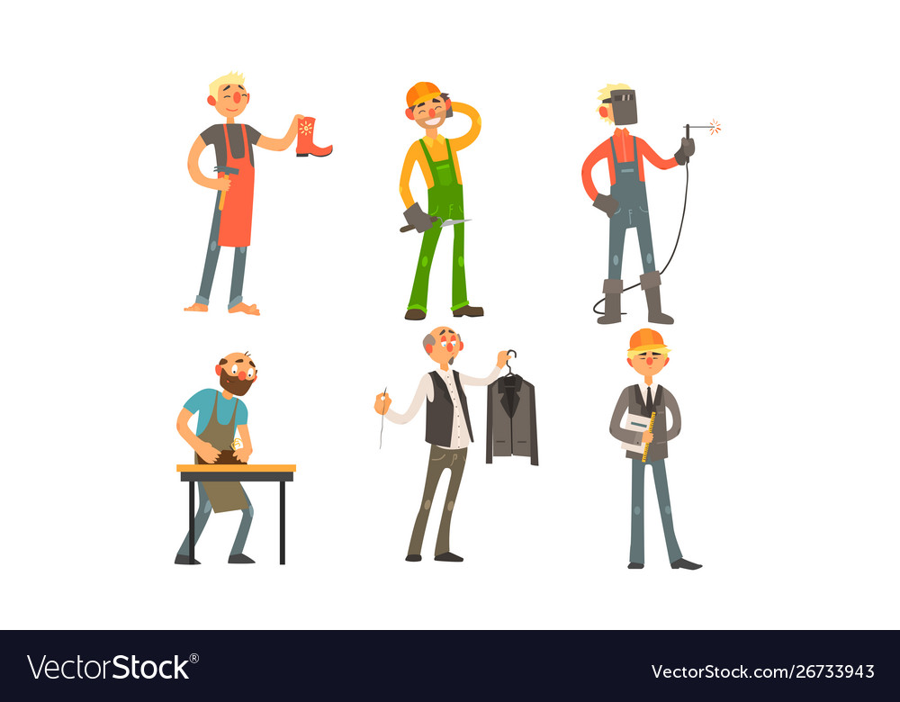 Men different professions shoemaker builder Vector Image Men different professions shoemaker builder Vector Image