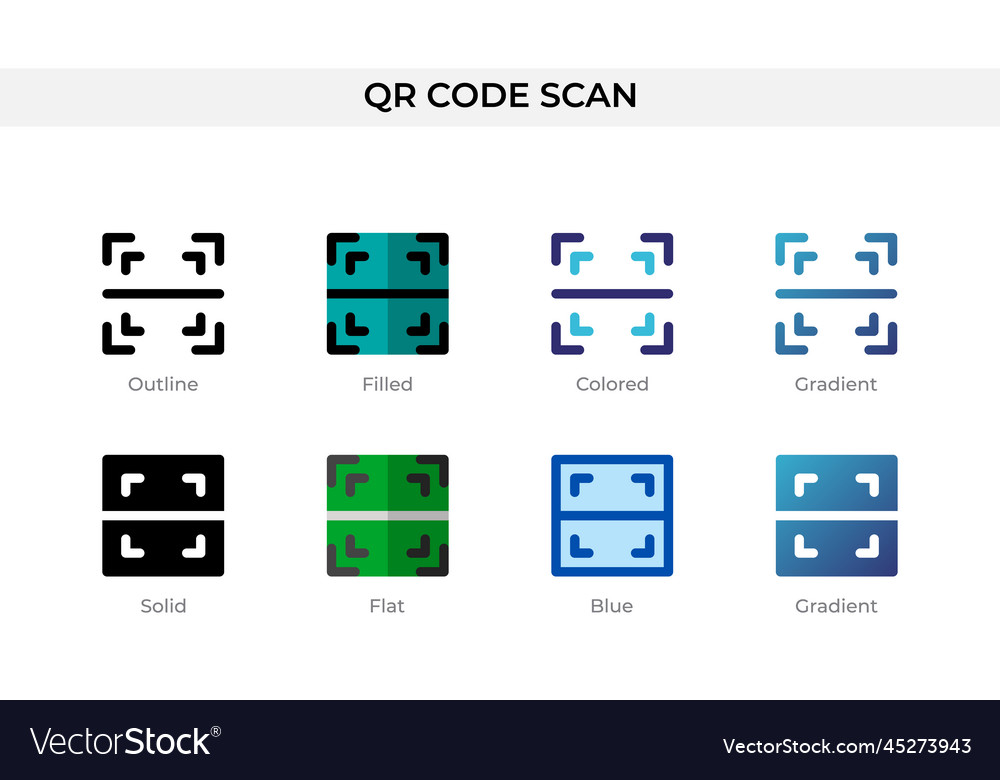 Qr code scan icon in different style code scan Vector Image