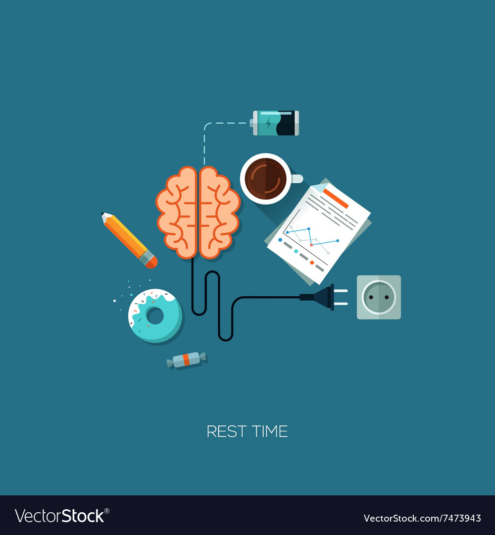 Rest time brain creative flat web concept Vector Image