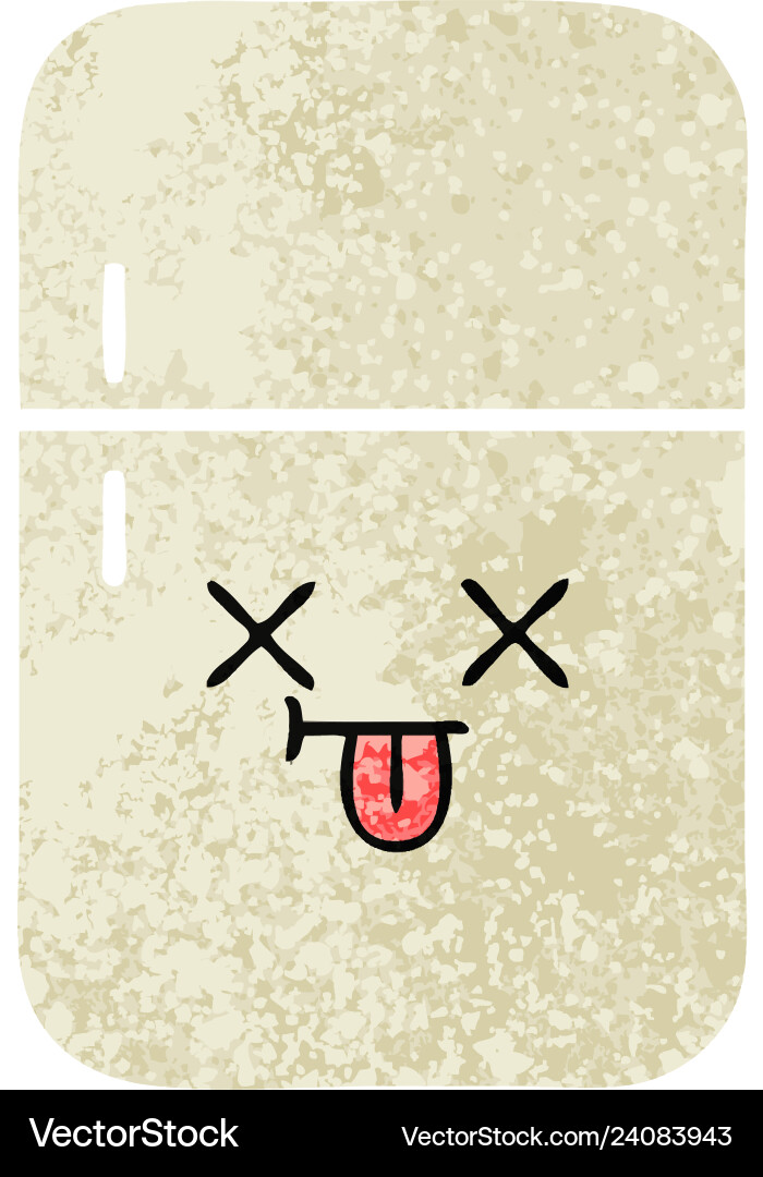 Retro style cartoon fridge freezer Royalty Free Vector Image