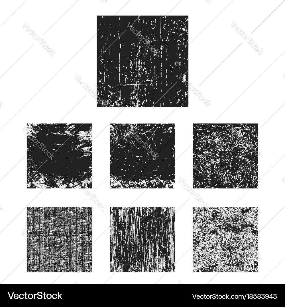 Set of black grunge texture square Royalty Free Vector Image
