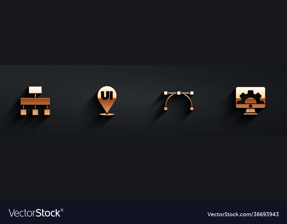 Set site map ui or ux design bezier curve Vector Image