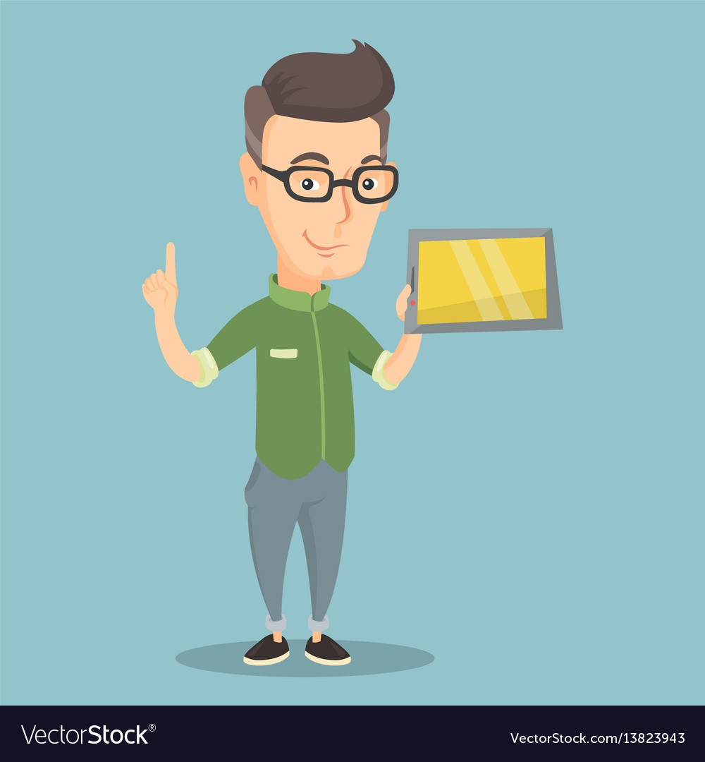 Student using tablet computer Royalty Free Vector Image