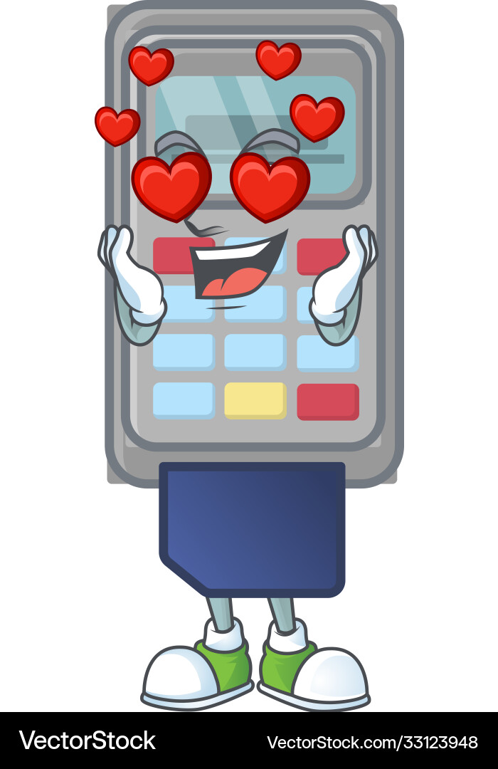A romantic pos machine cartoon mascot design style