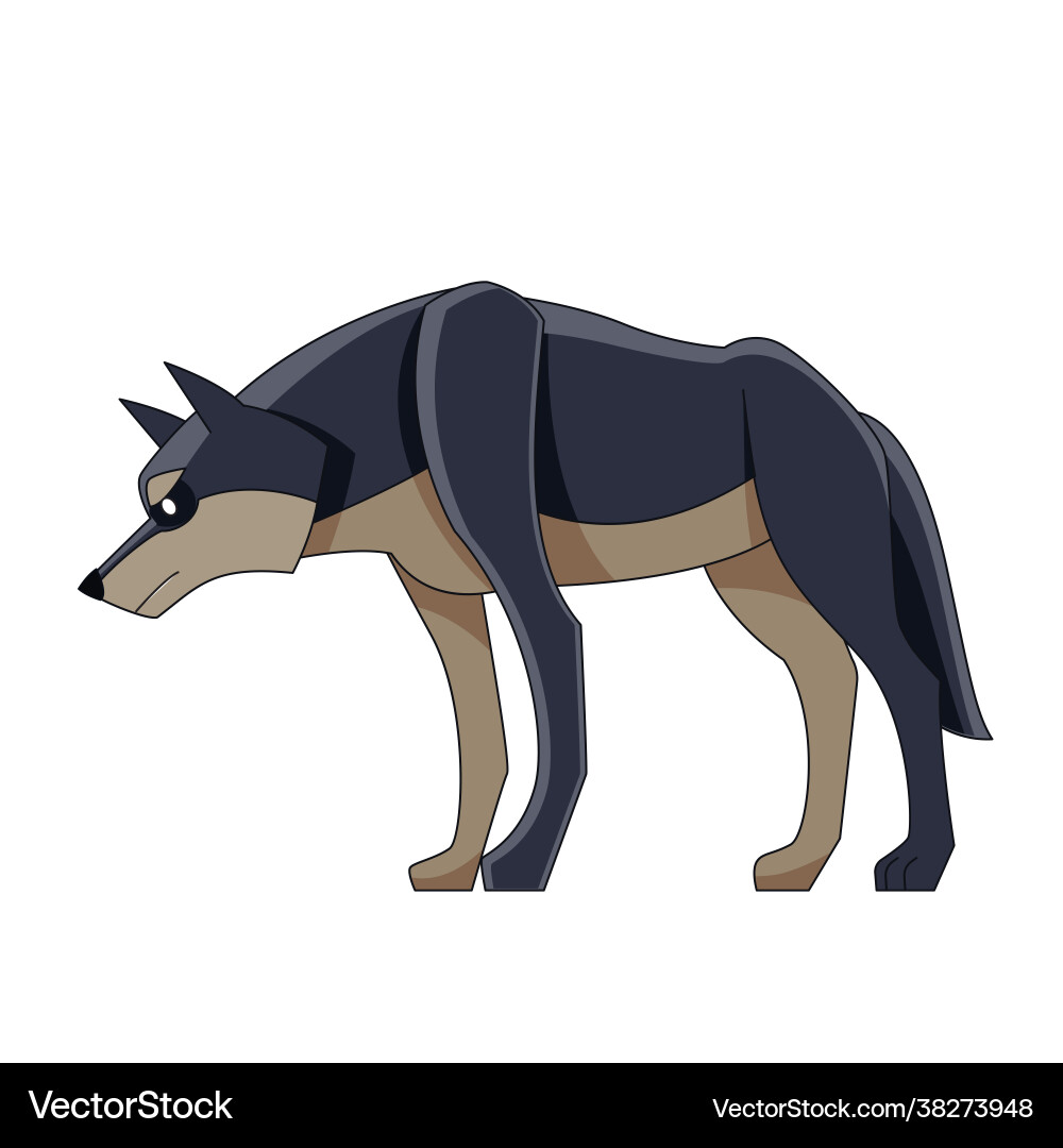 Black wolf on hunt canis lupus cartoon Royalty Free Vector