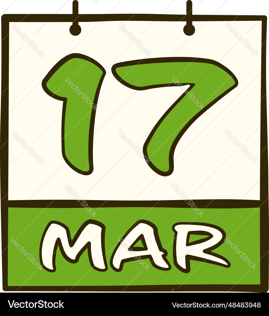 Calendar with date 17 march st patricks day Vector Image