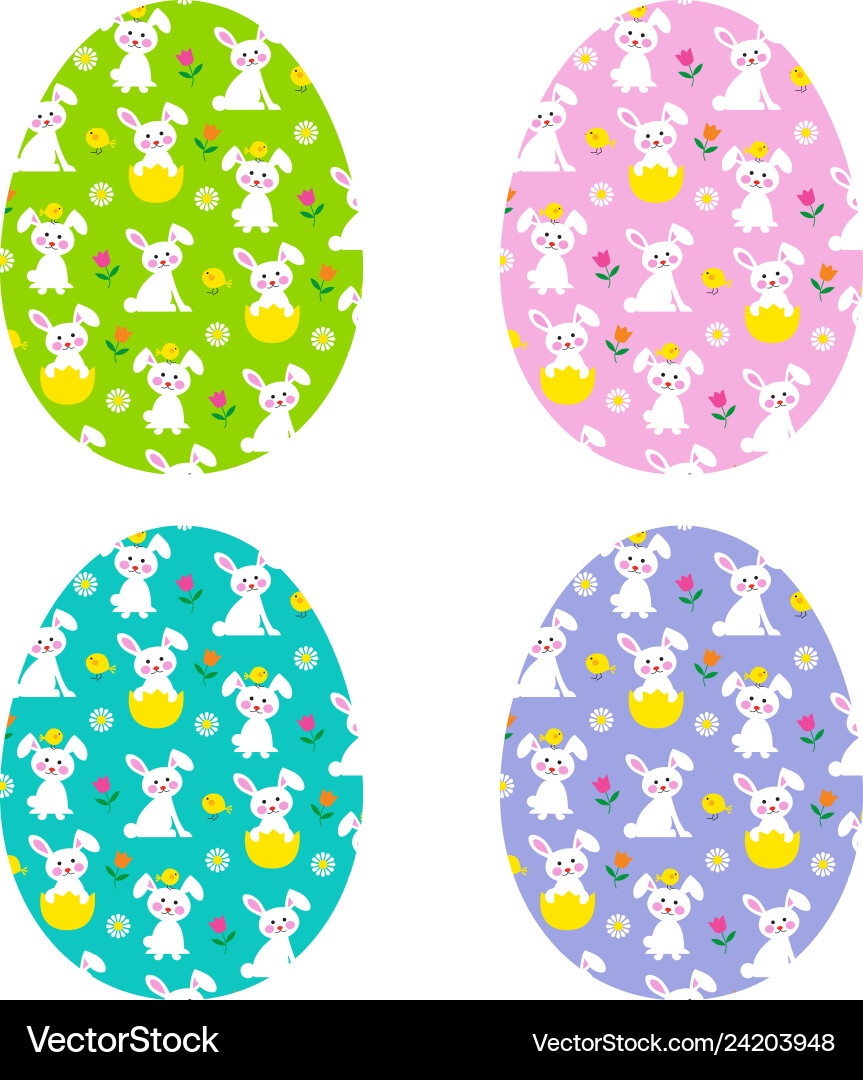 Easter bunny and chick pattern eggs Royalty Free Vector