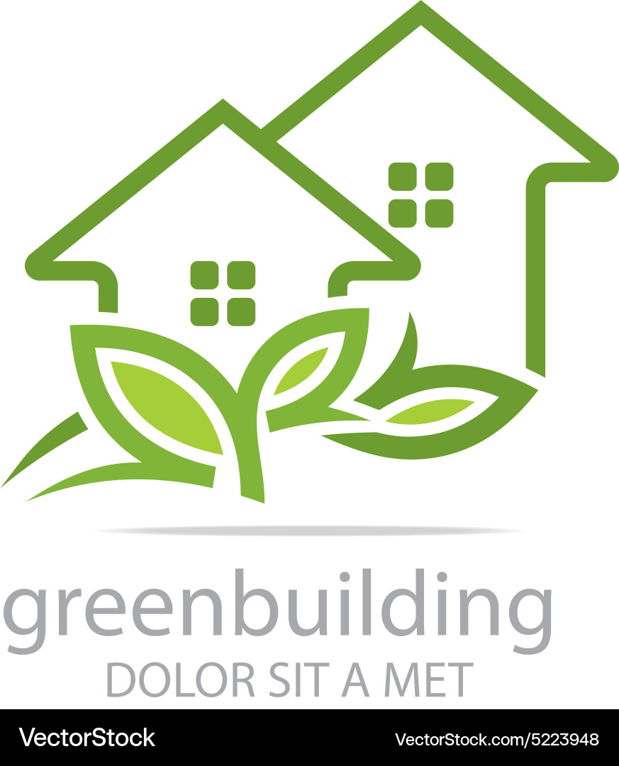 Green building leaves house symbol Royalty Free Vector Image