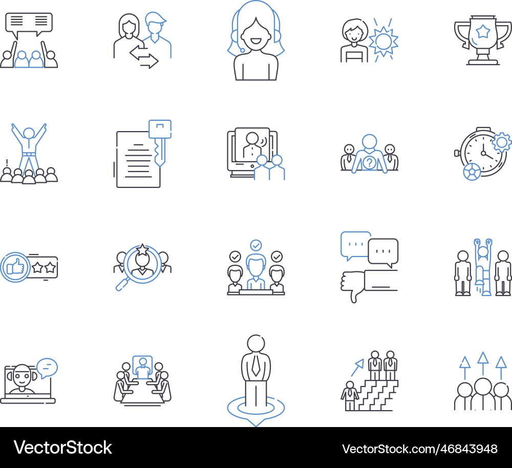 Motivational speaking line icons collection Vector Image