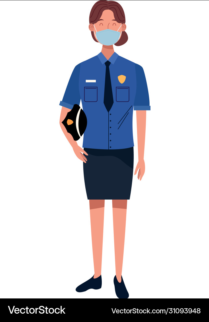 Police female worker using face mask for covid19 Vector Image