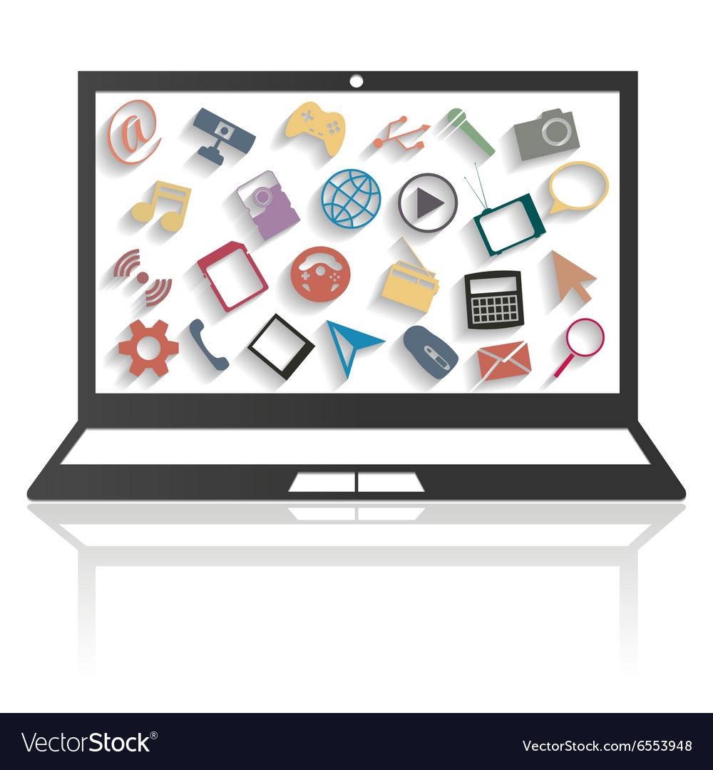 Using a laptop Royalty Free Vector Image - VectorStock