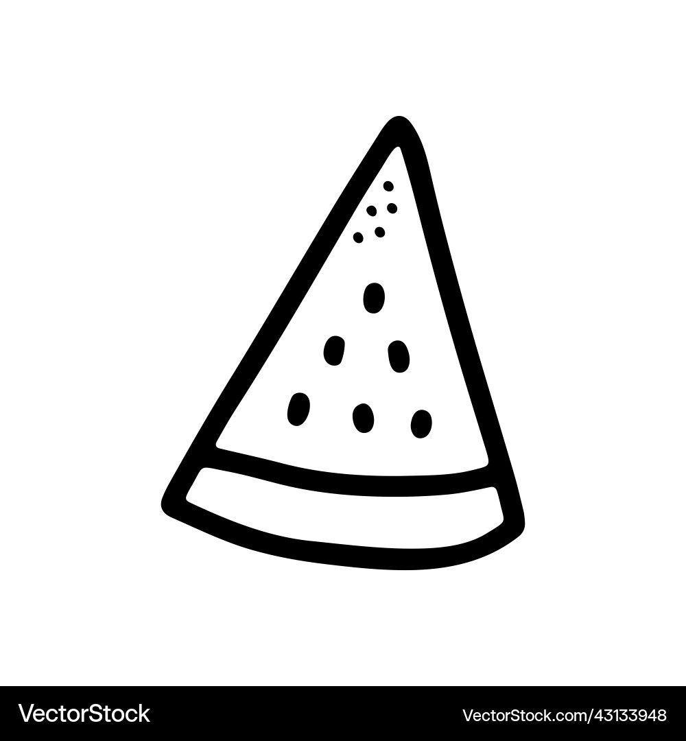 Watermelon slice doodle fresh fruit Royalty Free Vector
