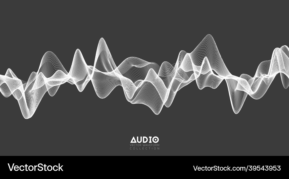 3d audio soundwave white music pulse oscillation Vector Image