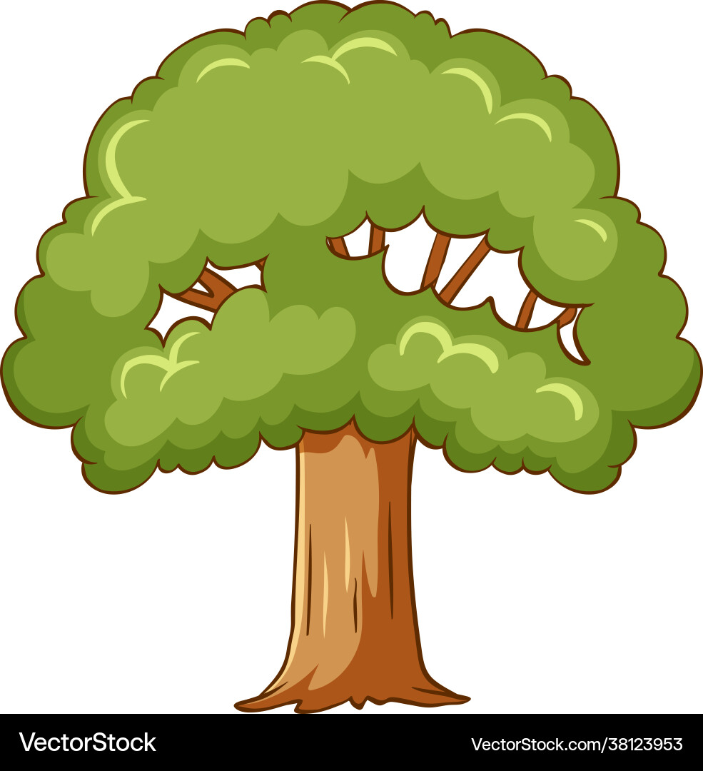 A tree in cartoon style isolated on white Vector Image