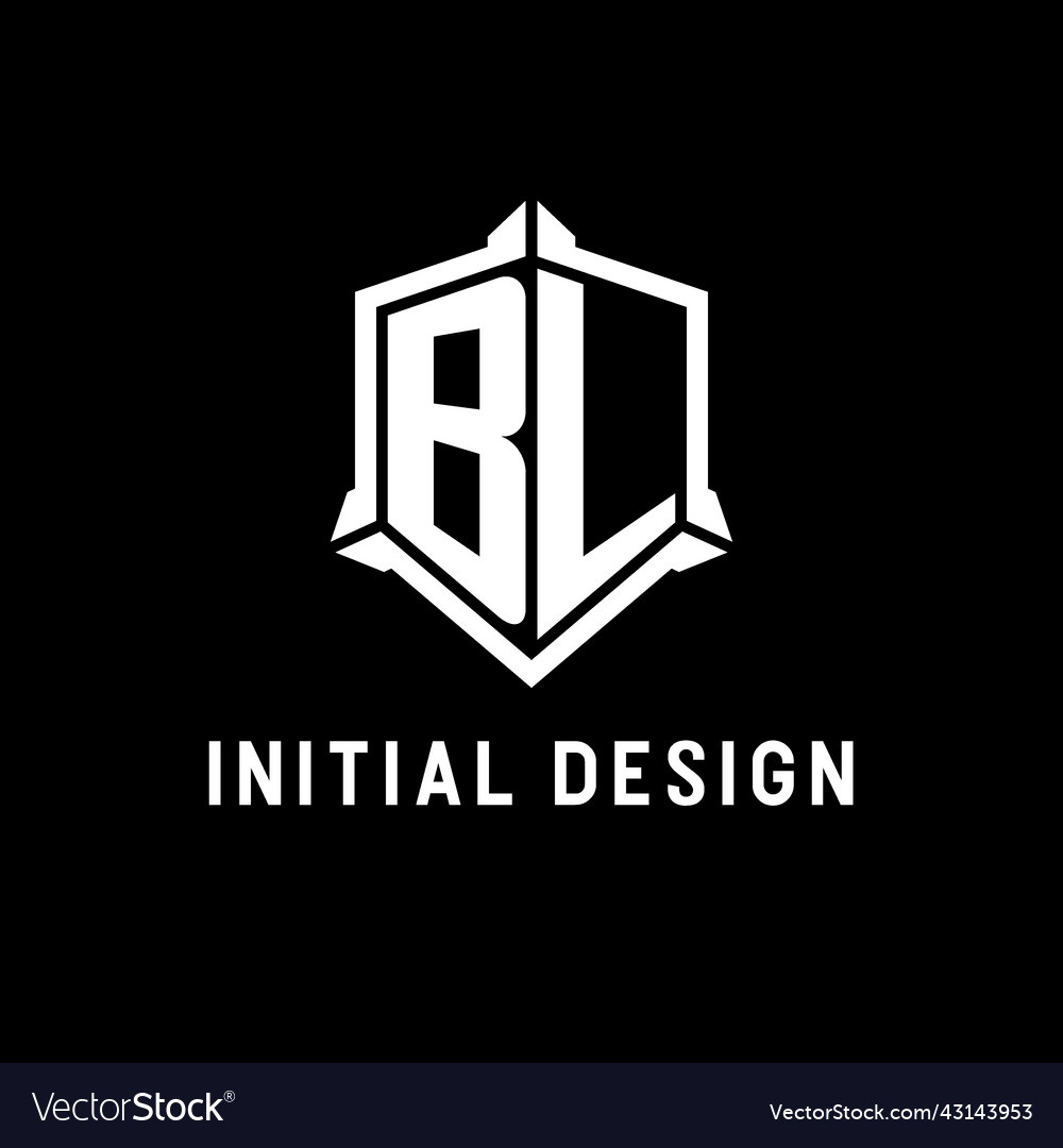Bl logo initial with shield shape design style Vector Image