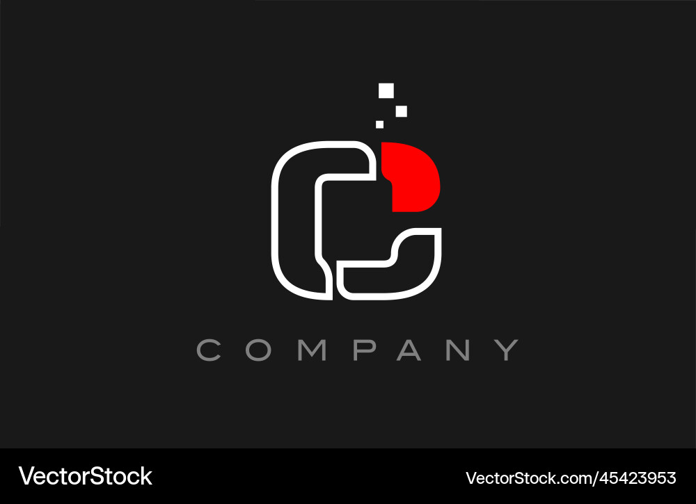 Black red line c alphabet letter logo icon Vector Image