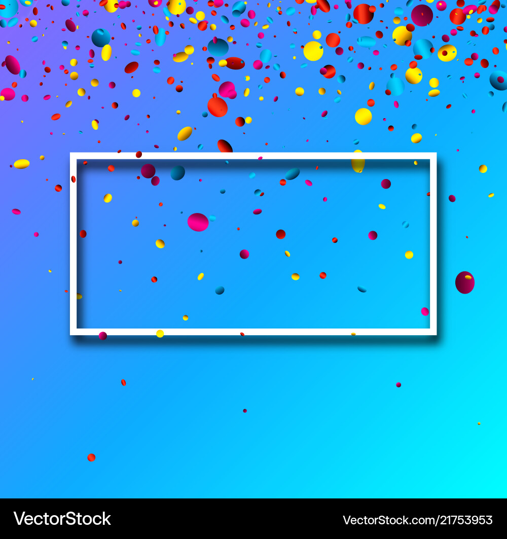 Blue festive background with colorful confetti Vector Image