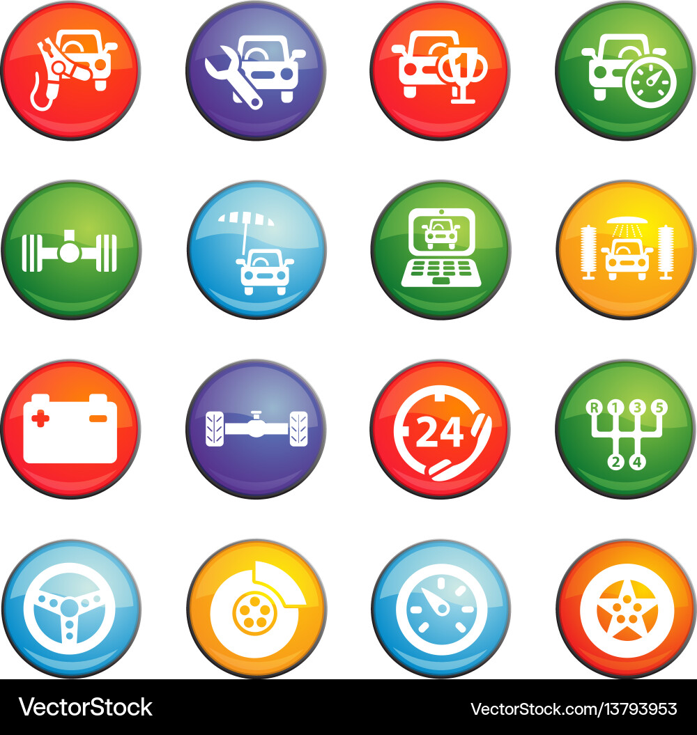 Auto Service Icon Set Lizenzfreies Vektorbild