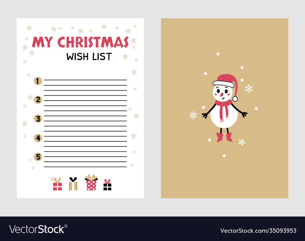 Christmas wish list design template Royalty Free Vector