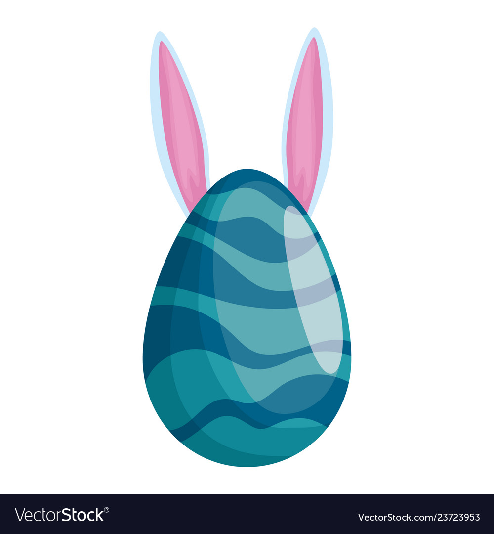 Egg painted with rabbit ears easter icon Vector Image