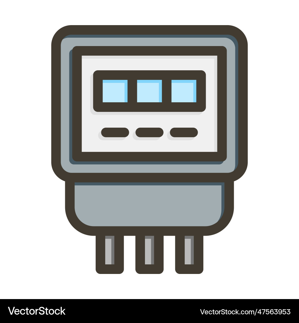 Electric meter thick line filled colors Royalty Free Vector