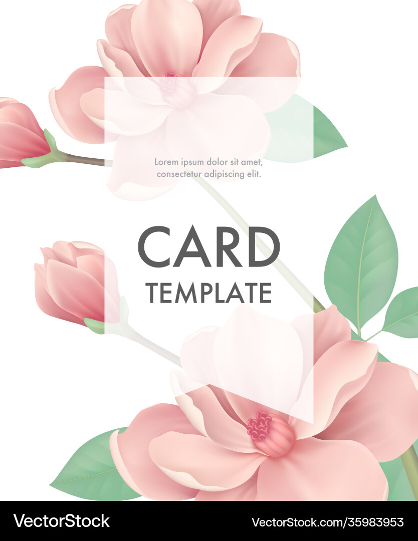 Greeting card template with pink flowers Vector Image