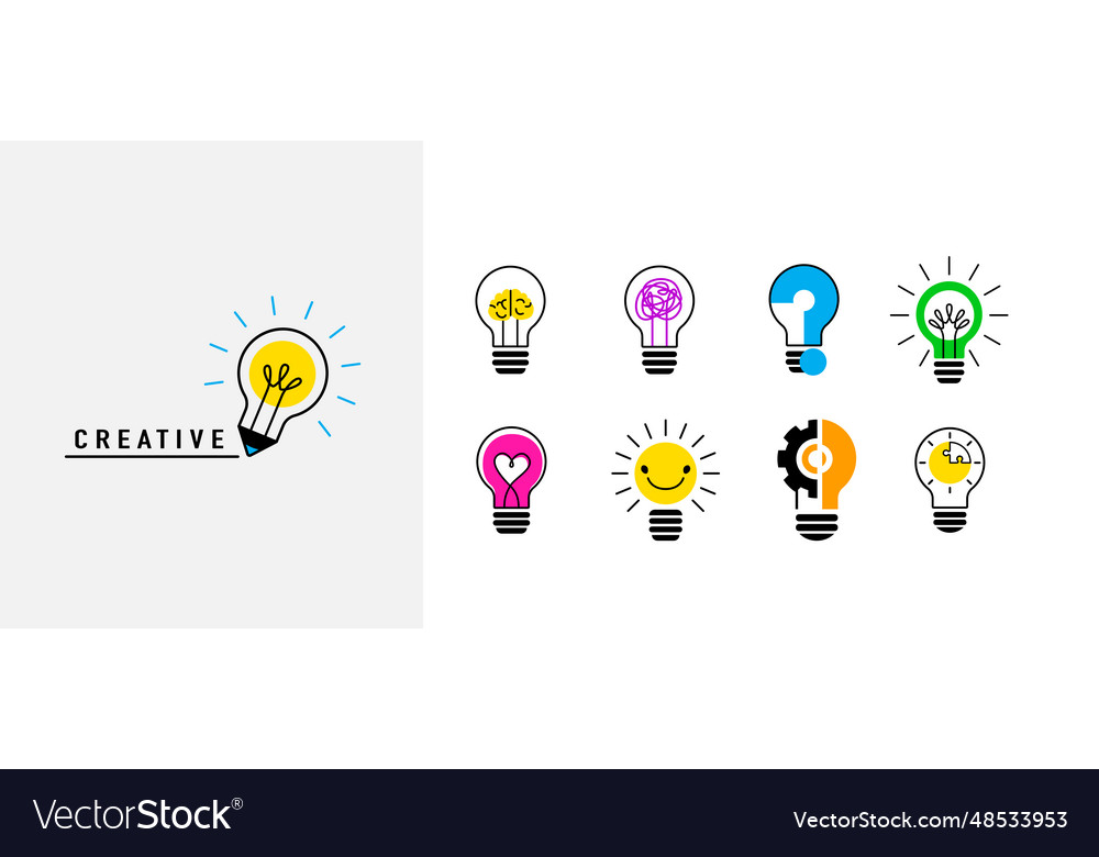 Light bulb set creative logo Royalty Free Vector Image