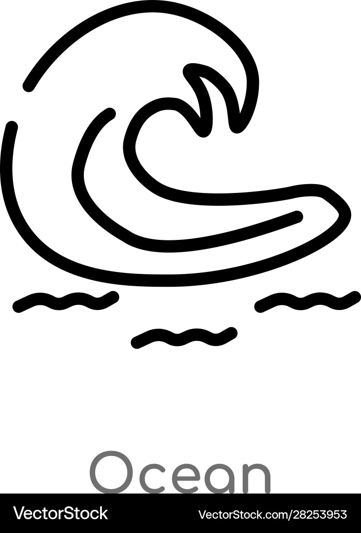Outline ocean icon isolated black simple line Vector Image