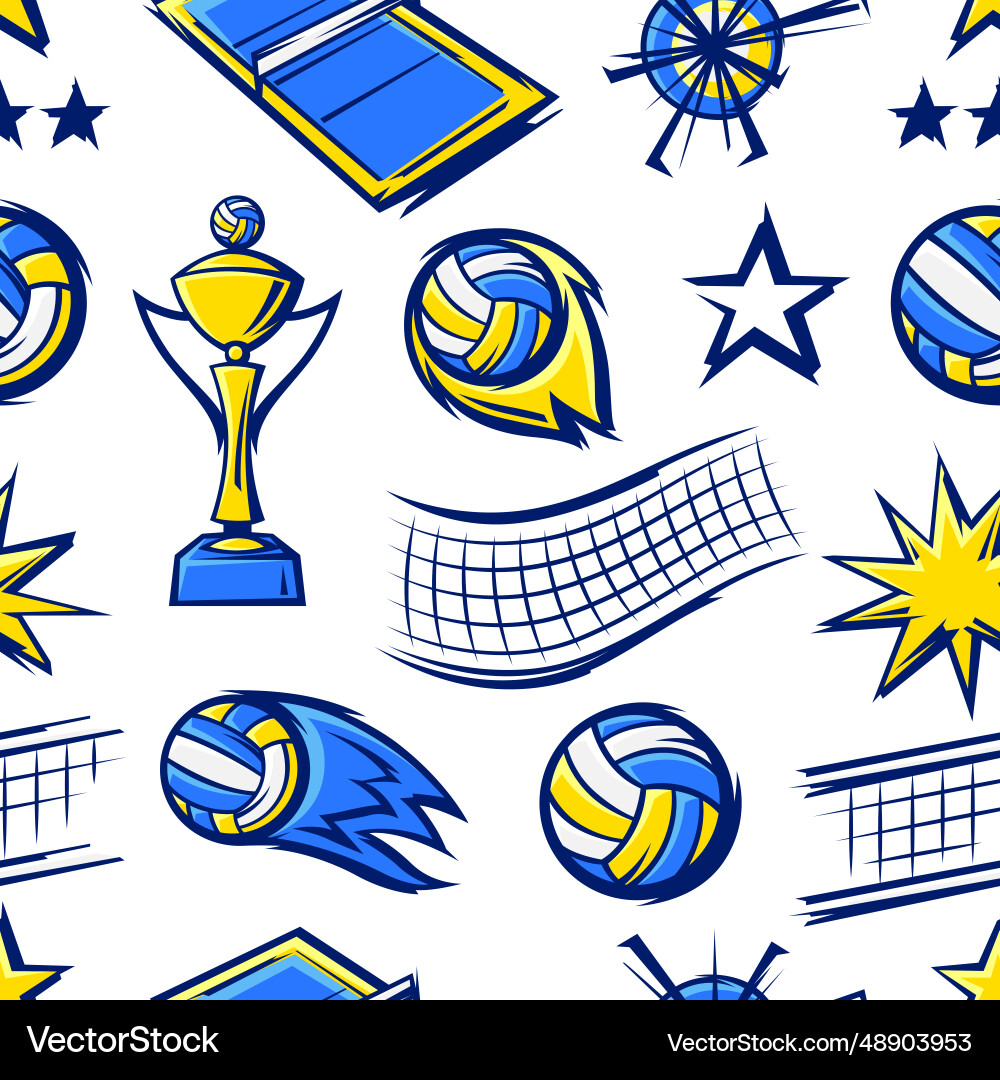 Pattern with volleyball items sport club Vector Image