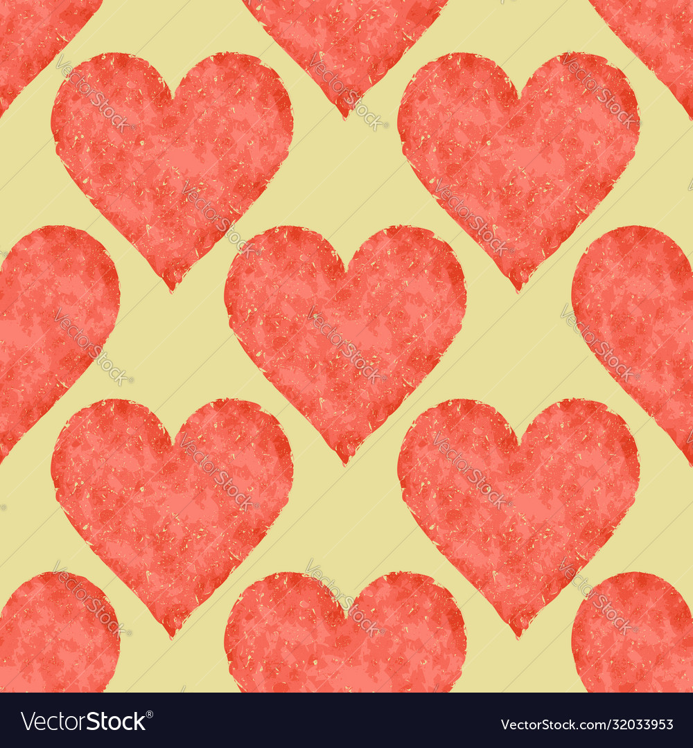 Watercolor heart seamless pattern pink aquarelle Vector Image