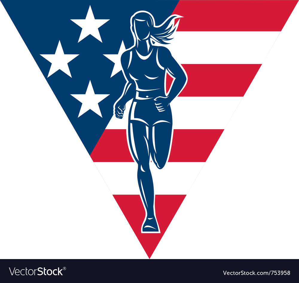 American female marathon runner Royalty Free Vector Image