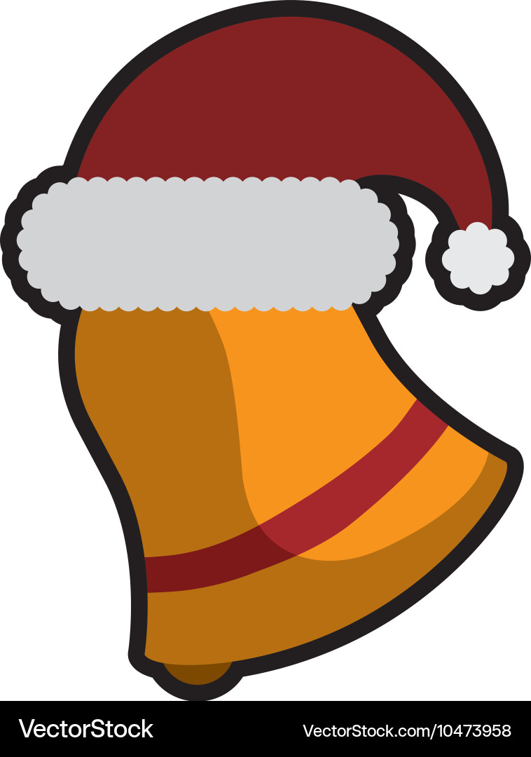 Bell santas hat merry christmas design Royalty Free Vector