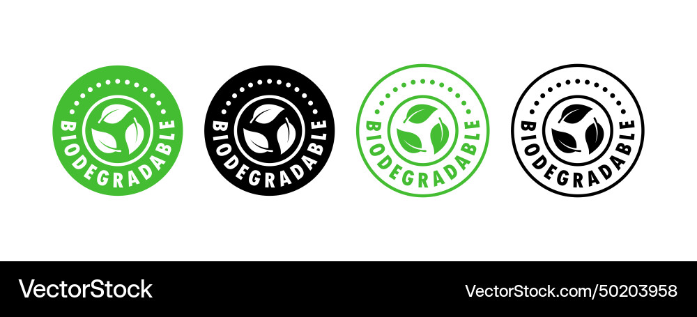 Biodegradable badges set recycle signs icons Vector Image