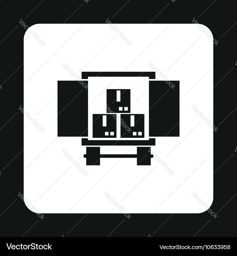 Cargo truck with load icon simple style Royalty Free Vector