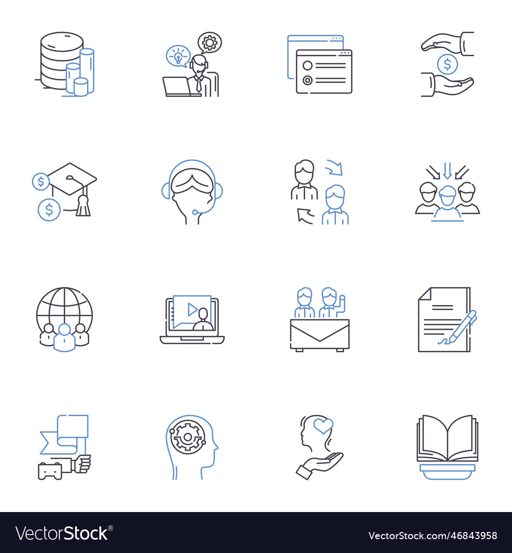 Collaborative partnerships line icons collection Vector Image