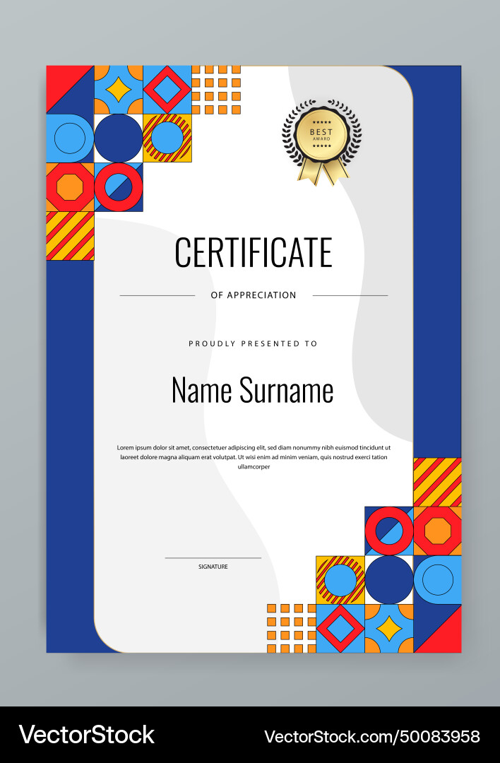 Colorful colourful award certificate template Vector Image