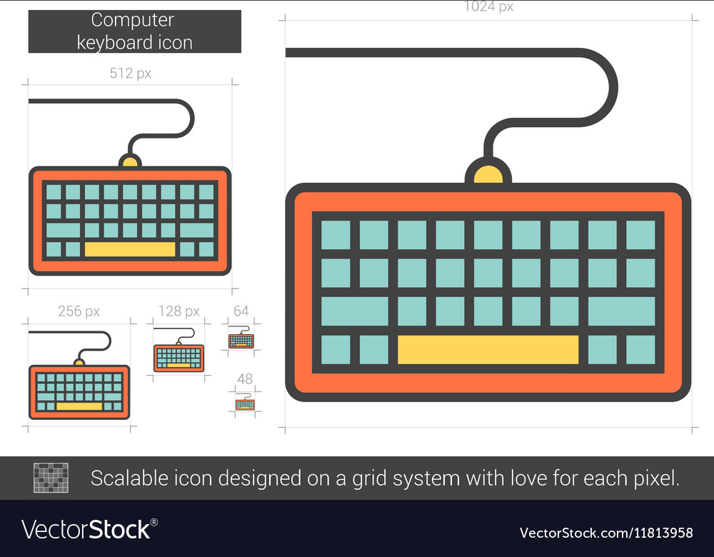 Computer keyboard line icon Royalty Free Vector Image