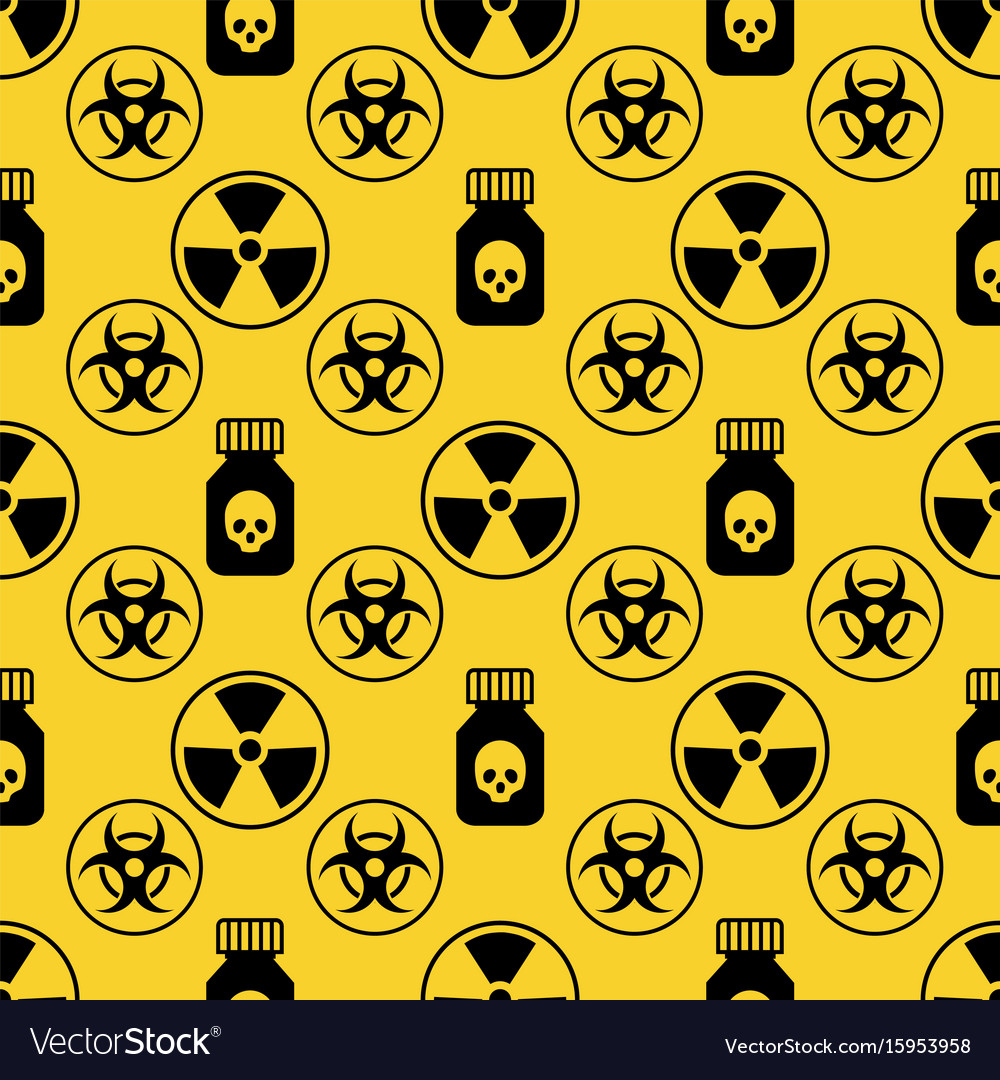 Danger seamless pattern on yellow background Vector Image