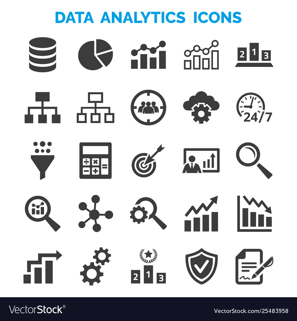 Data analytics icons set on white background Vector Image