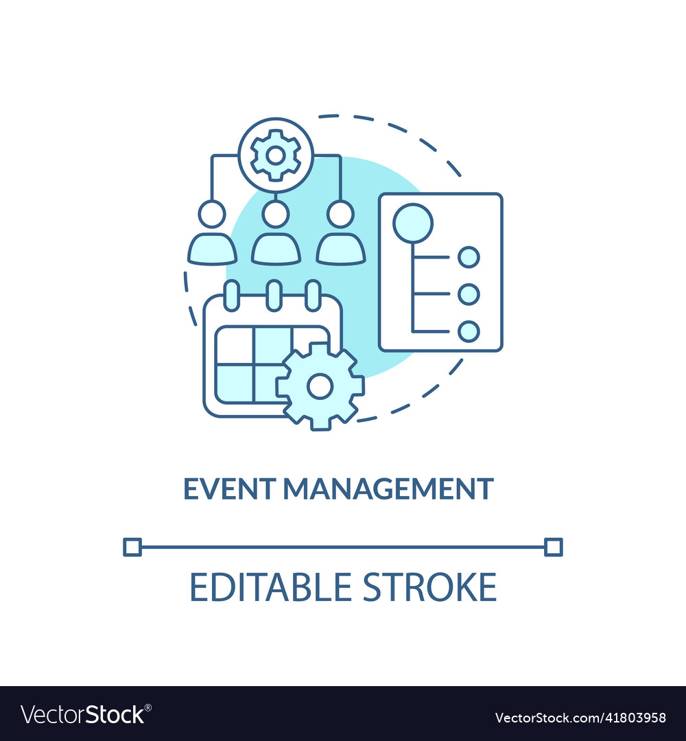 Event management turquoise concept icon Royalty Free Vector