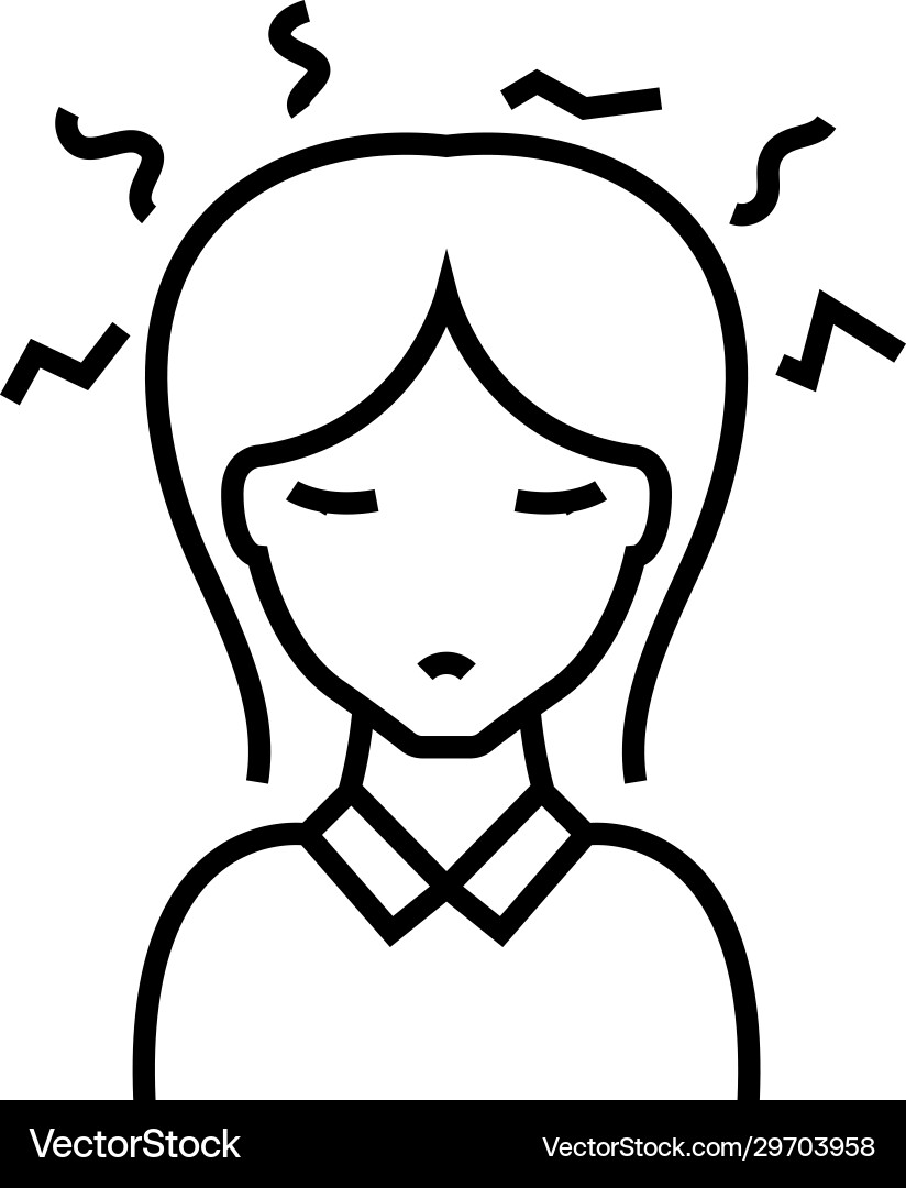 Headache line icon concept sign outline Royalty Free Vector