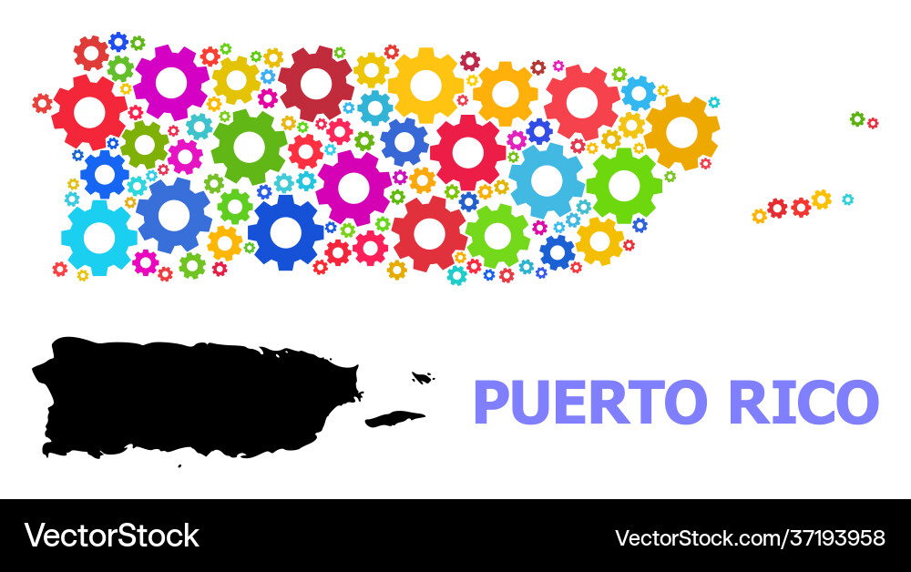 Industrial collage map puerto rico with multi Vector Image