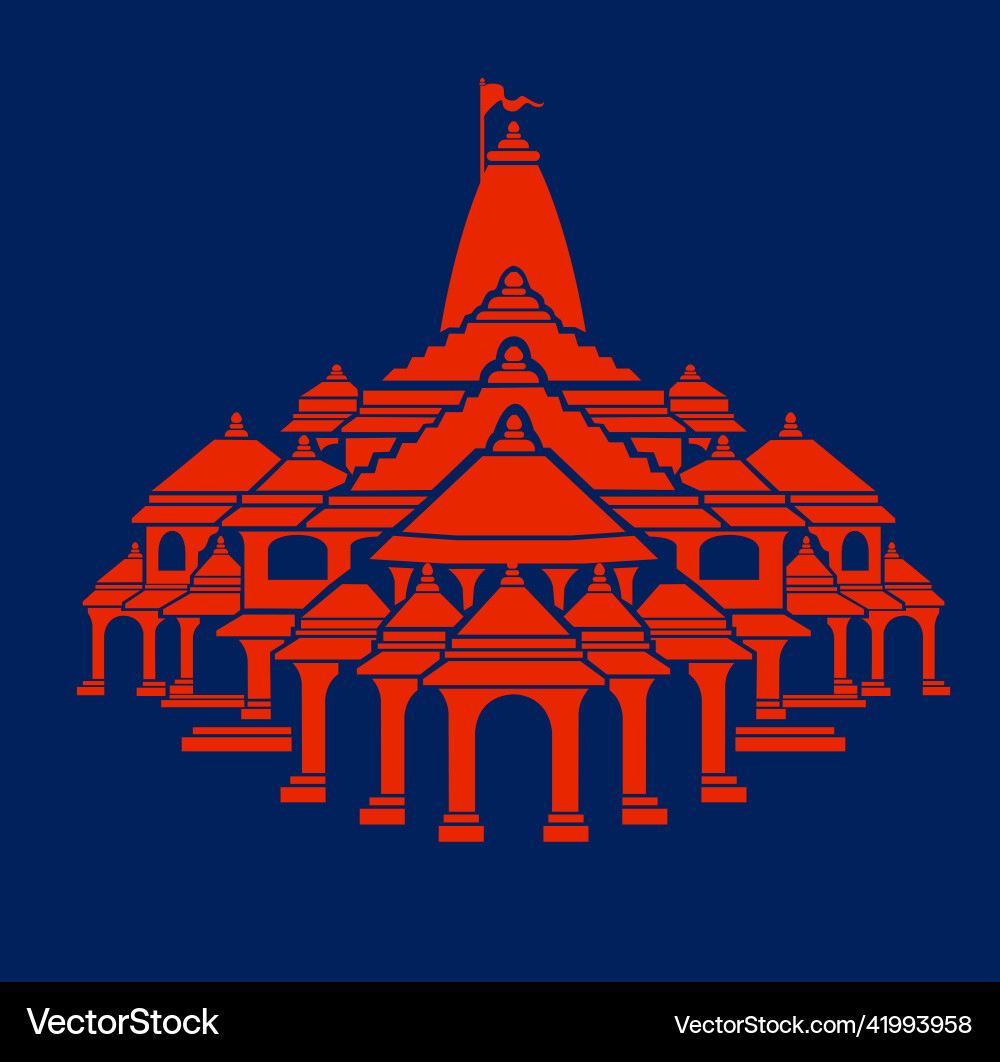 Lord ram temple icon ram mandir icon Royalty Free Vector