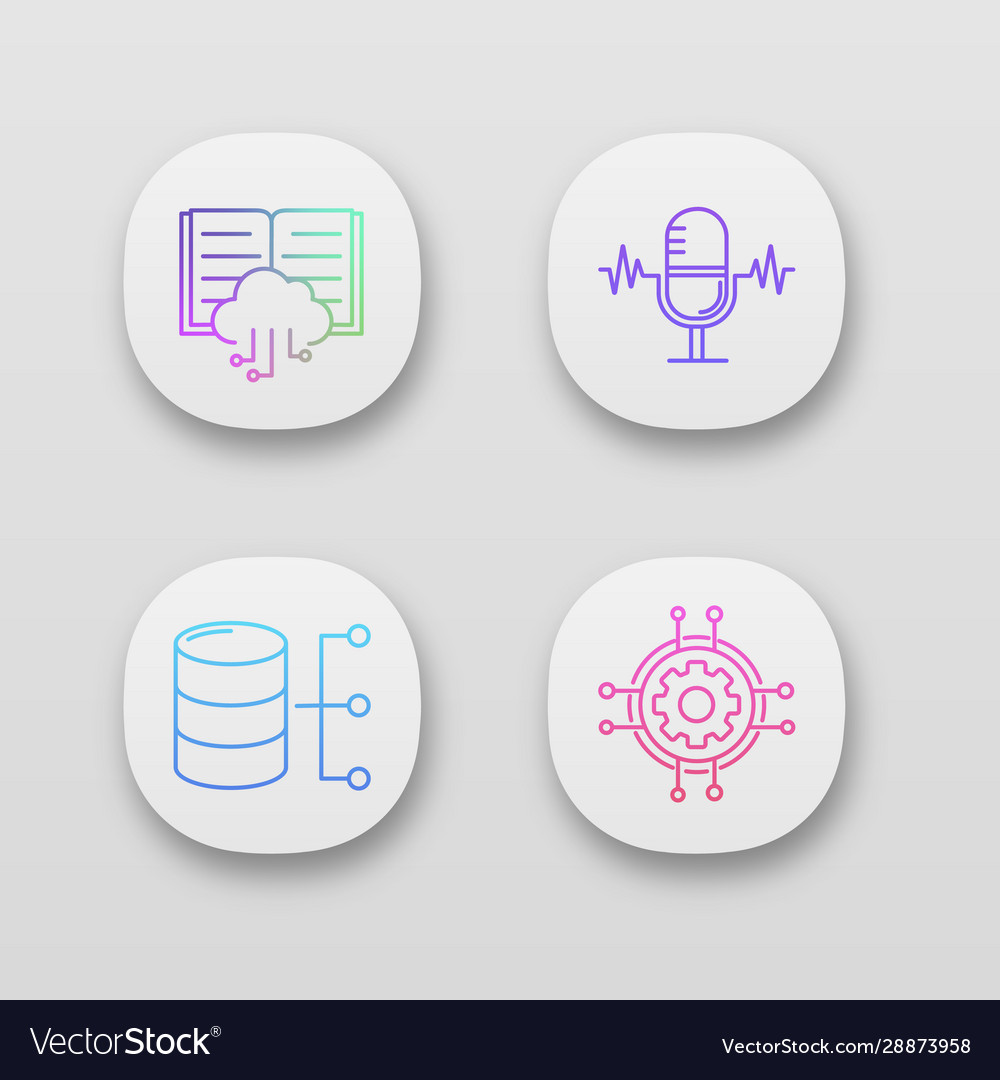 Machine Learning App Icons Set Royalty Free Vector Image