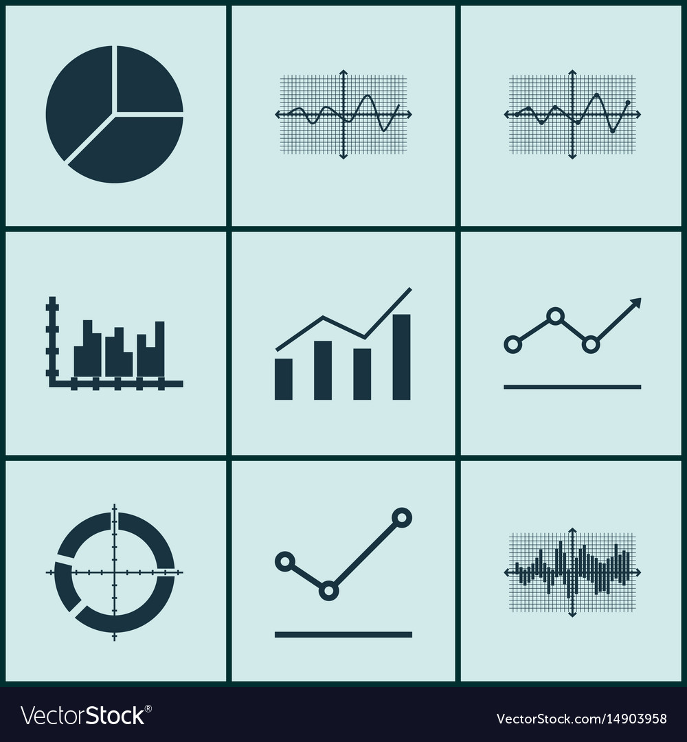 Set of graphs diagrams and statistics icons Vector Image