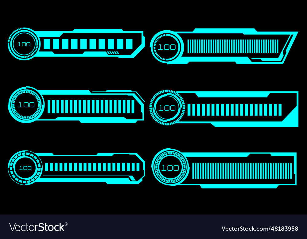 Set of hud modern loading progress bars user Vector Image