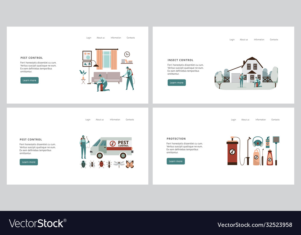 Set web interface banners for pest control Vector Image